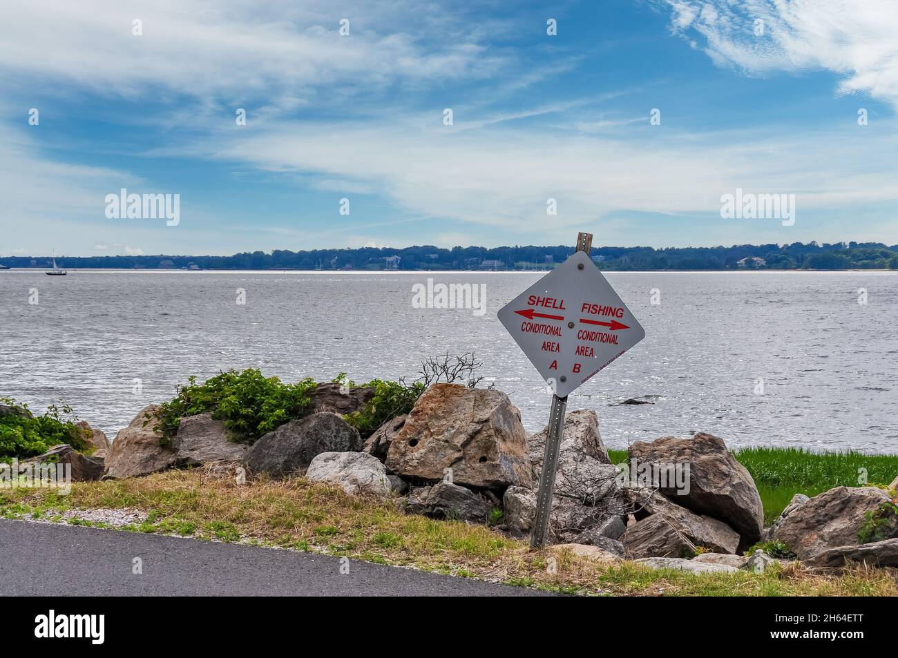 Old Greenwich, CT, USA-August 2020: View of the shoreline on Greenwich ...