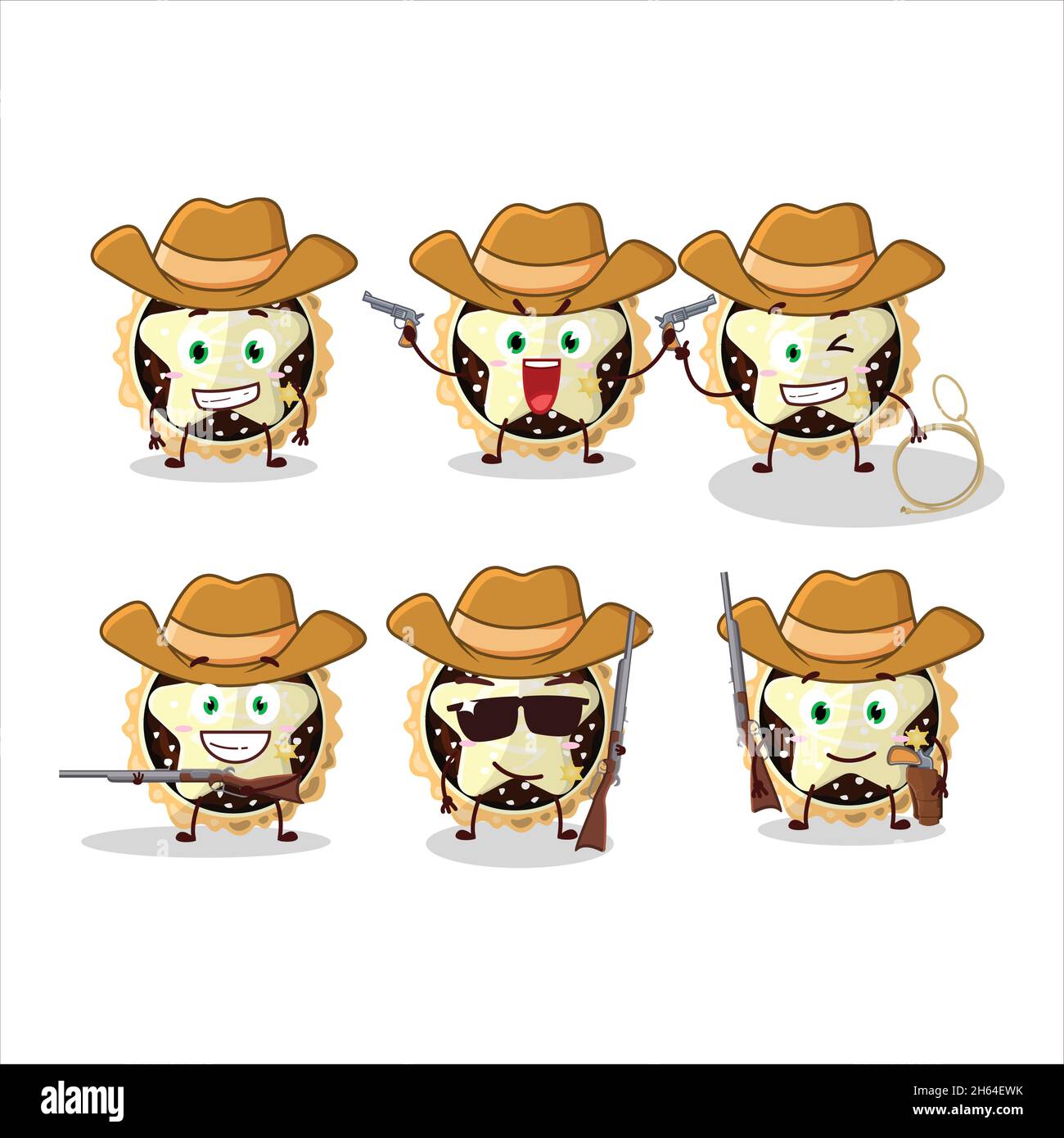 Cool cowboy star chocolate pie cartoon character with a cute hat ...
