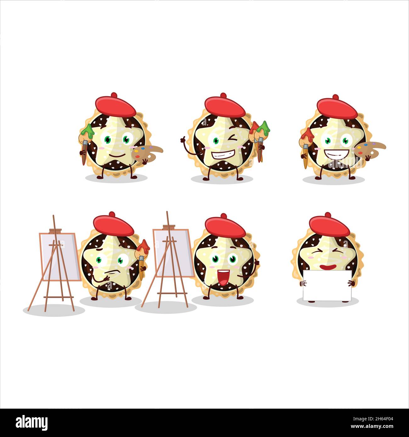 Artistic Artist of star chocolate pie cartoon character painting with a ...
