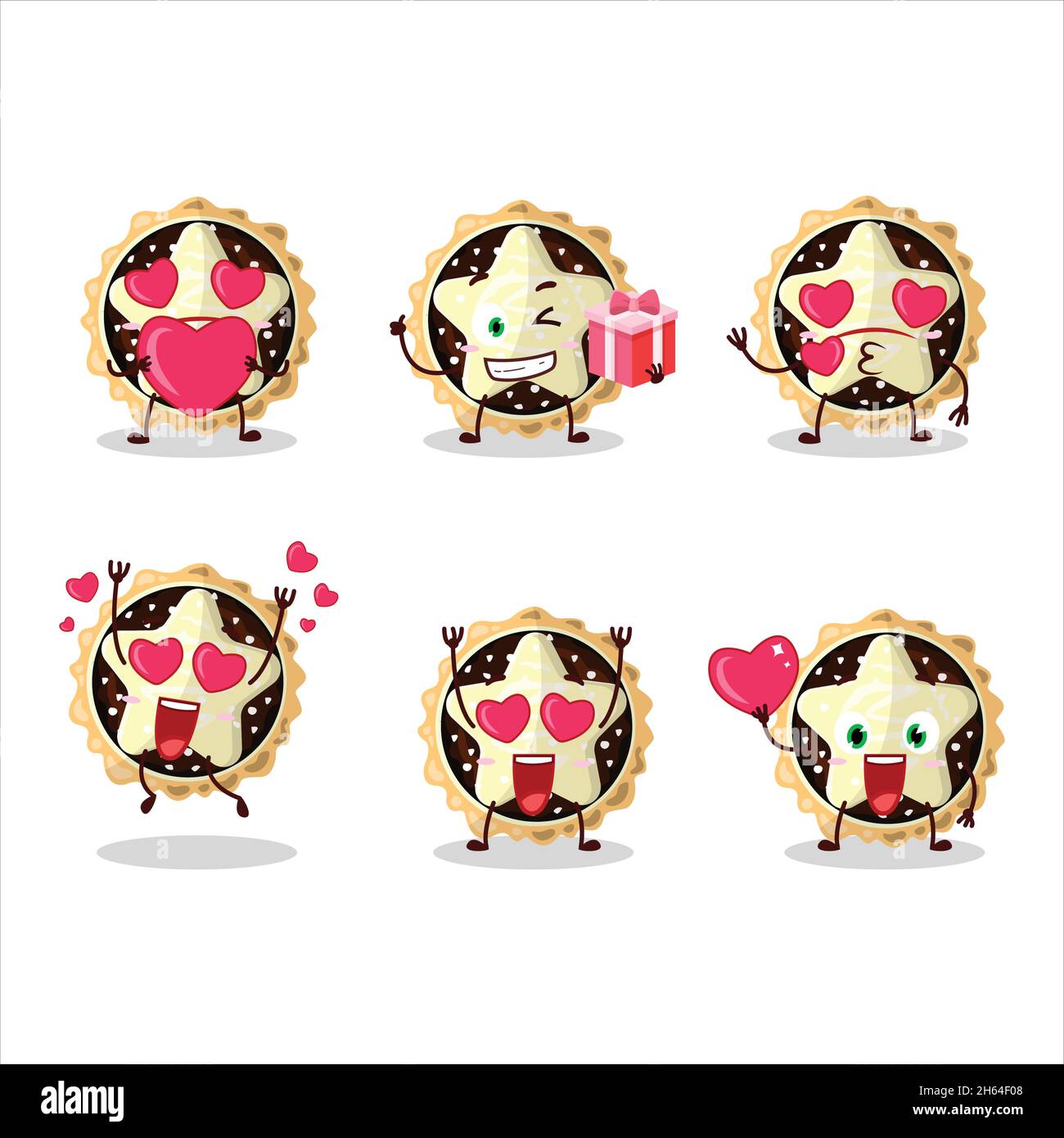 Star chocolate pie cartoon character with love cute emoticon. Vector ...