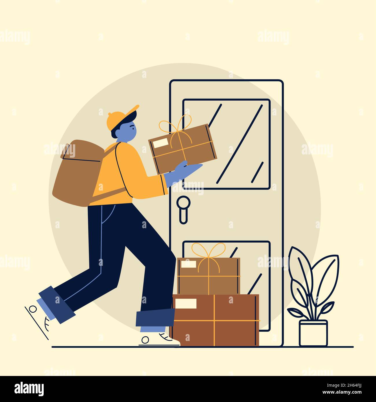 delivery worker at door Stock Vector Image & Art - Alamy