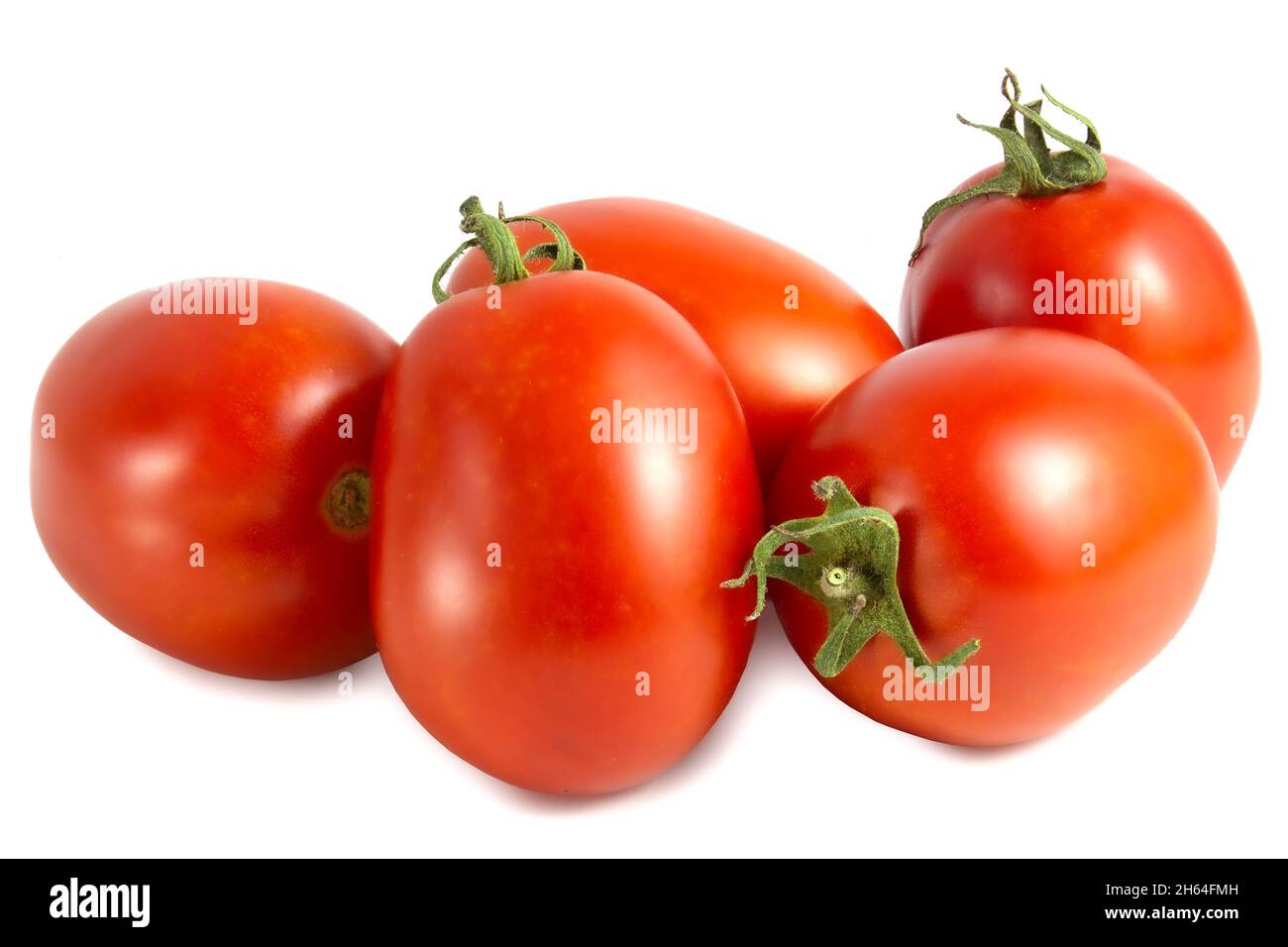 Fresh oblong tomatoes isolated on white background Stock Photo - Alamy