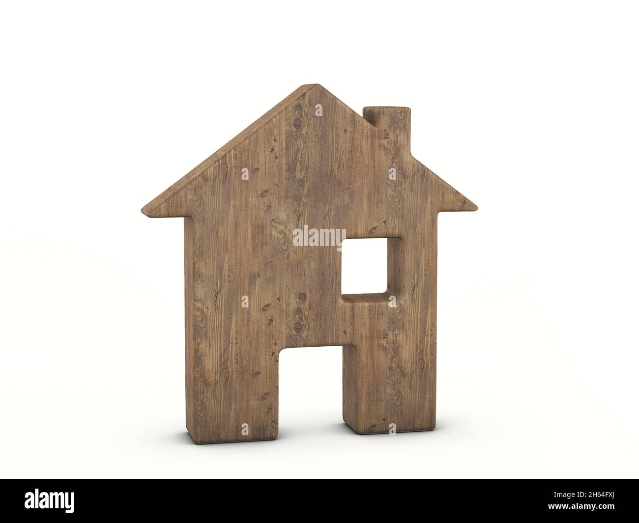 Wood house symbol on a white background. 3d illustration Stock Photo ...