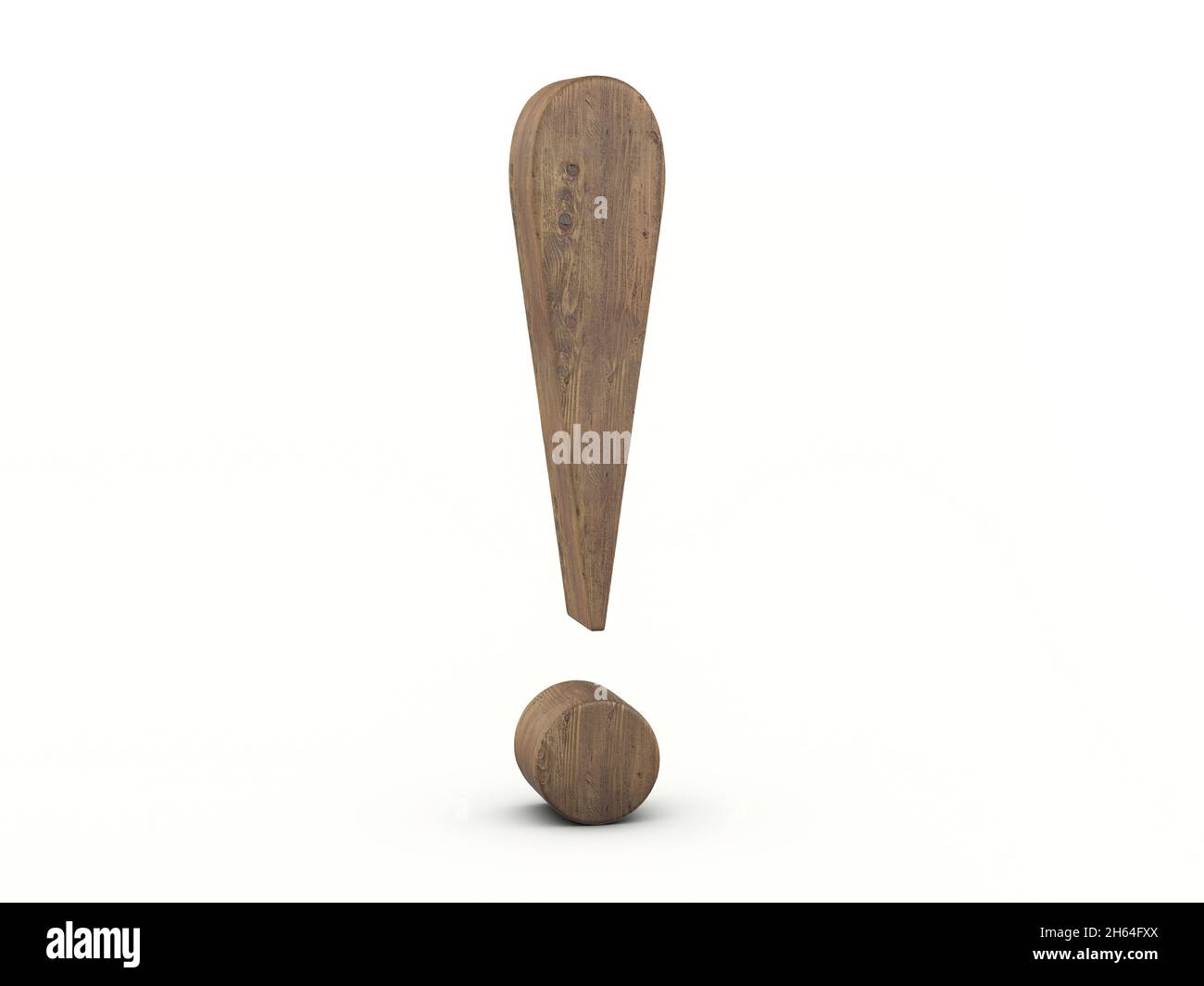 Wood exclamation mark symbol on a white background. 3d illustration ...