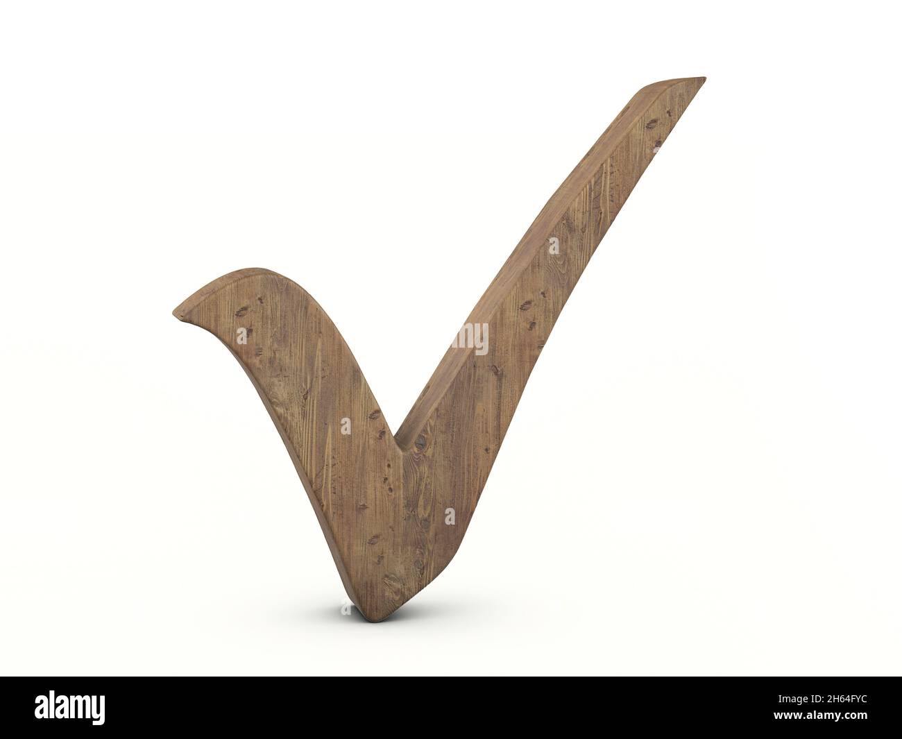 Wood check mark symbol on a white background. 3d illustration Stock ...