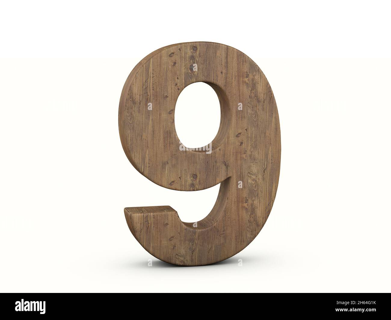 Wood number nine on a white background. 3d illustration Stock Photo - Alamy