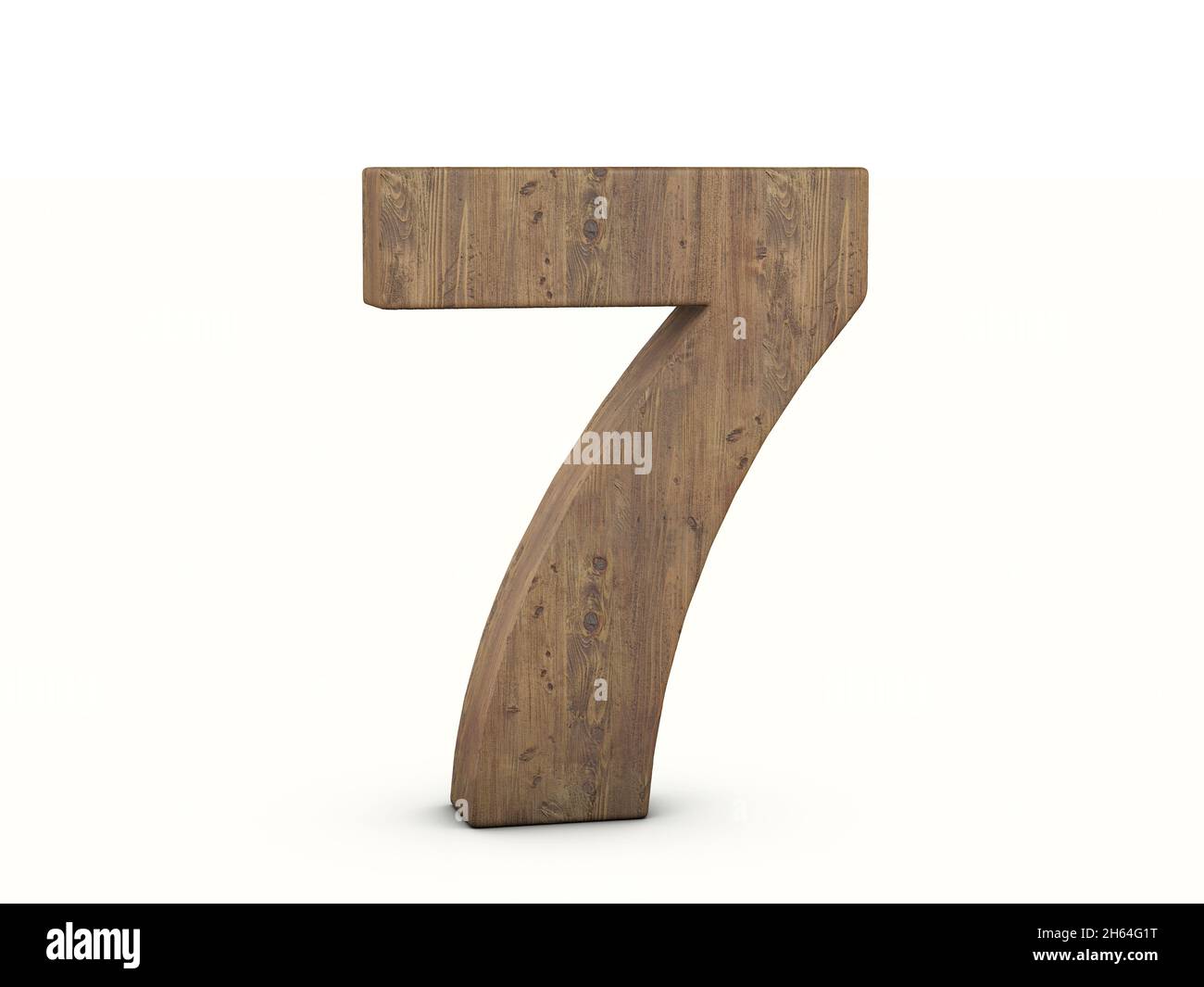 Wood number seven on a white background. 3d illustration Stock Photo ...