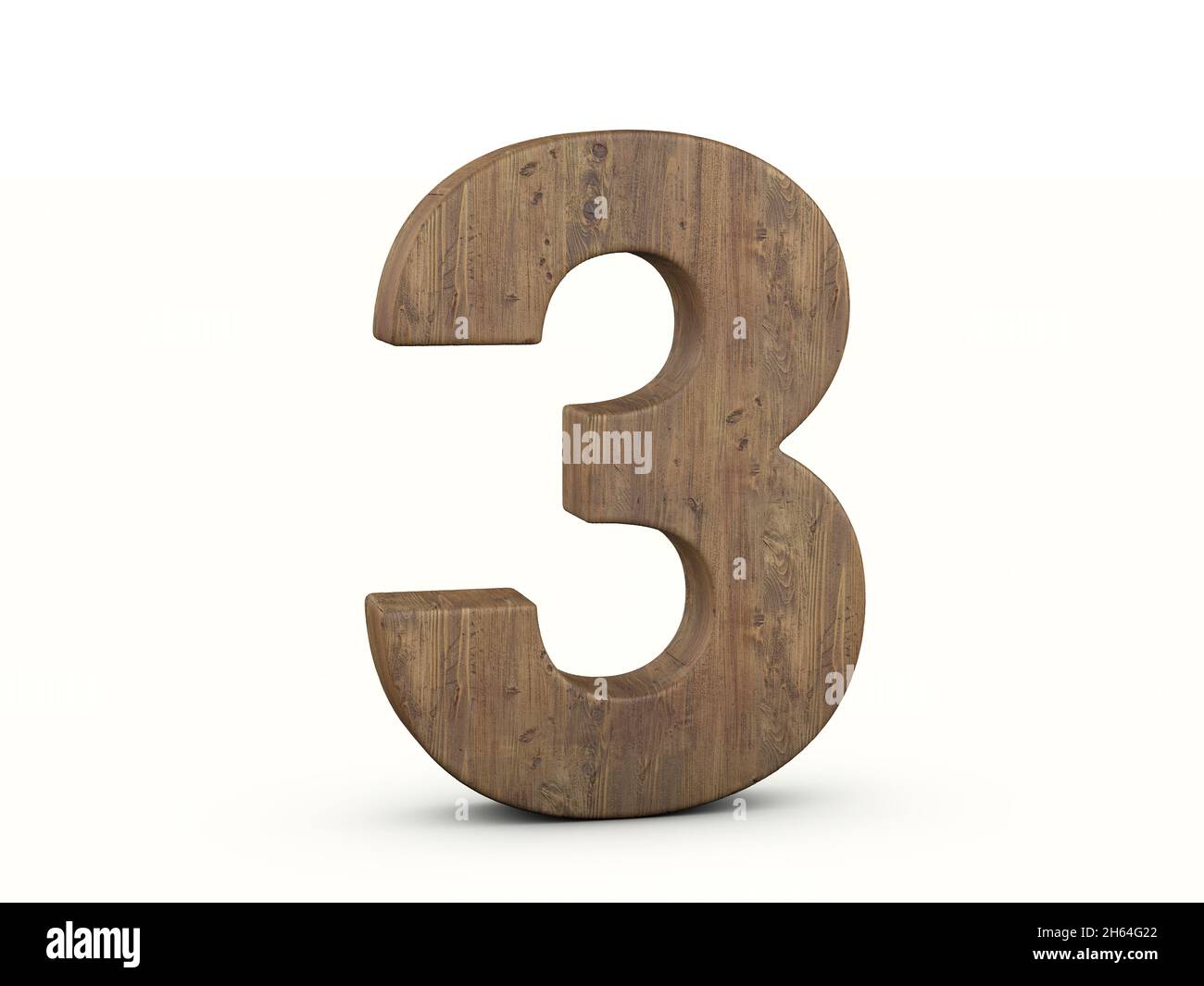 Wood number three on a white background. 3d illustration Stock Photo ...