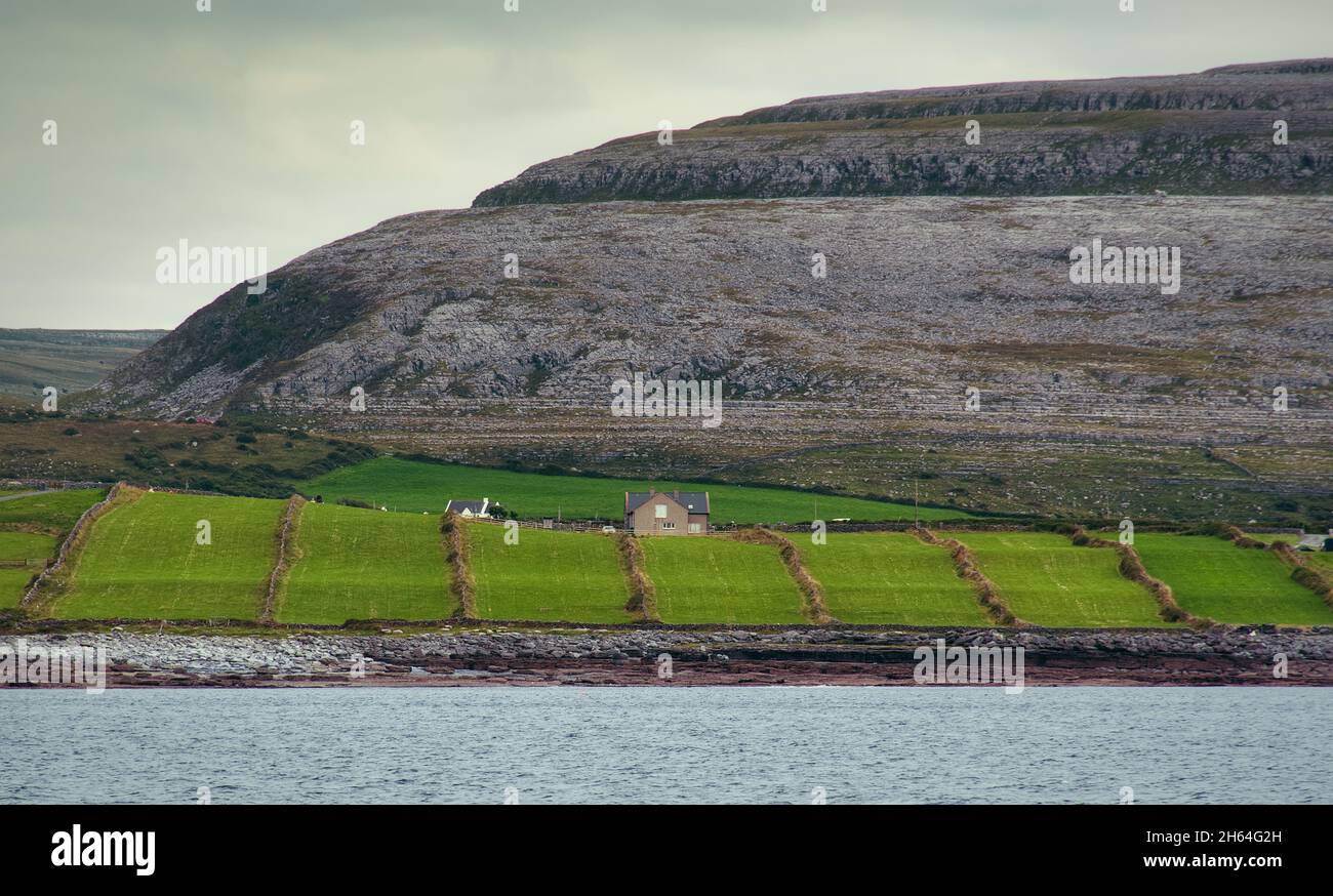 Beautiful Irish landscape scenery of house at rural part of county ...