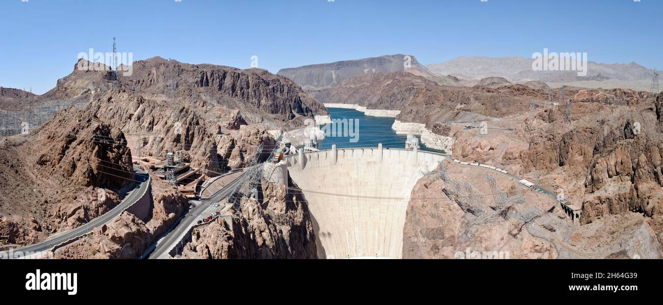 Hoover Dam and Lake mead panorama from the new bypass bridge Stock Photo - Alamy