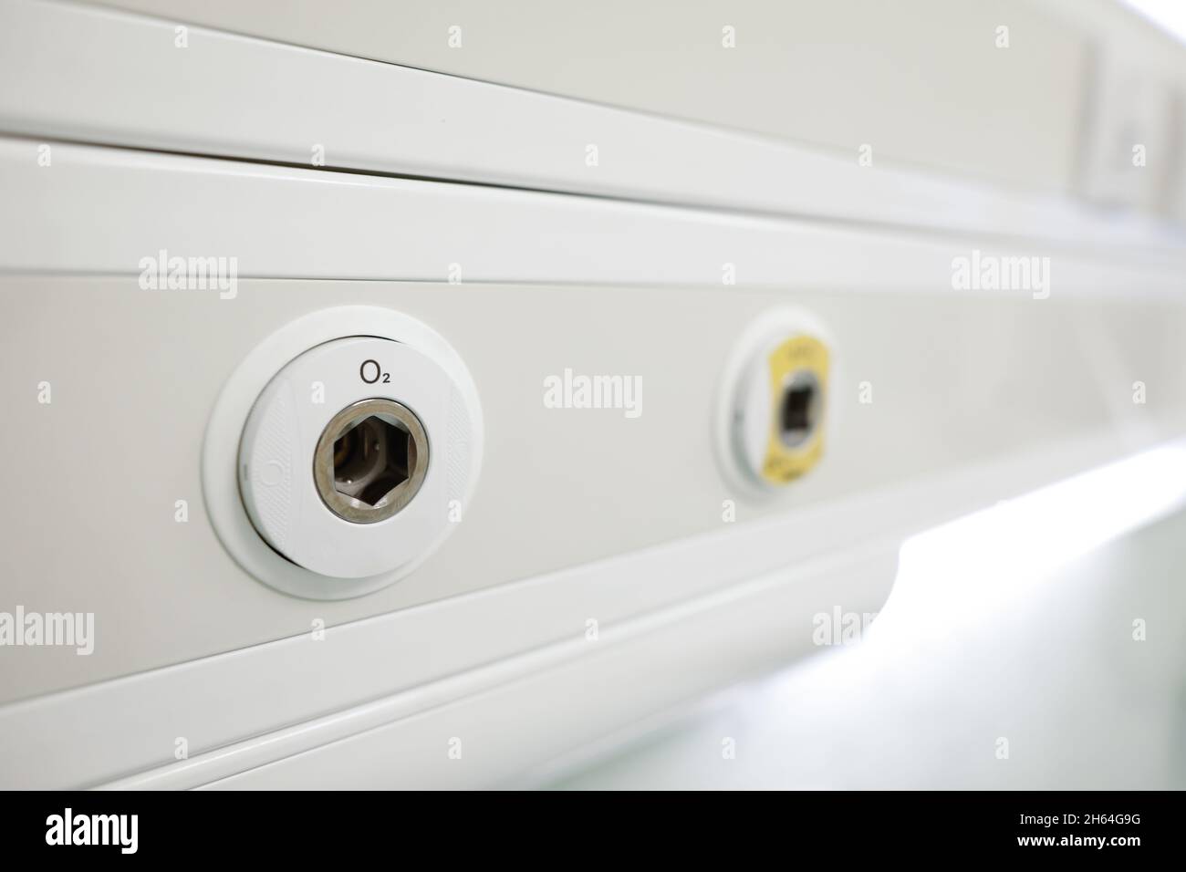 Details with the oxygen console outlet in a hospital - medical gas ...