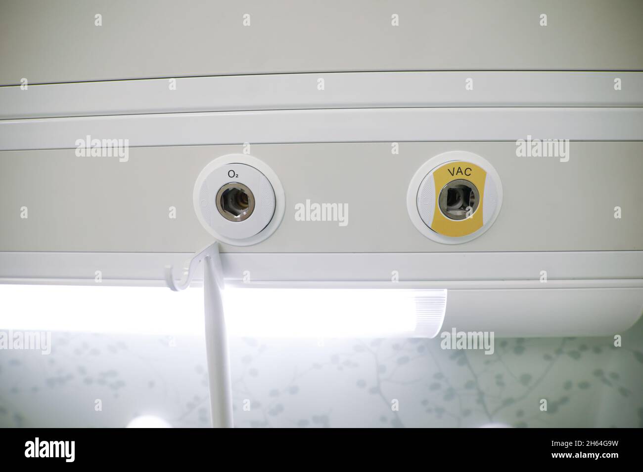 Details with the oxygen and vaccum console outlets in a hospital ...