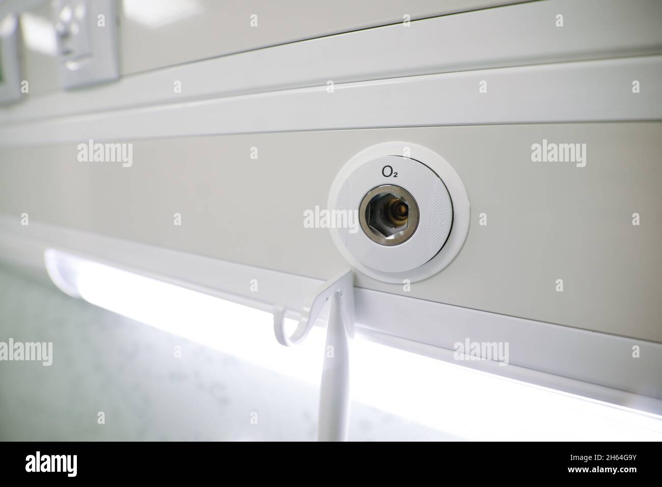 Details with the oxygen console outlet in a hospital - medical gas ...