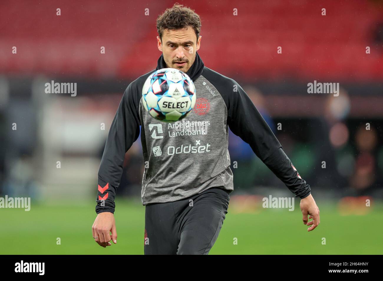 Copenhagen, Denmark. 12th Nov, 2021. Thomas Delaney (8) of Denmark is ...