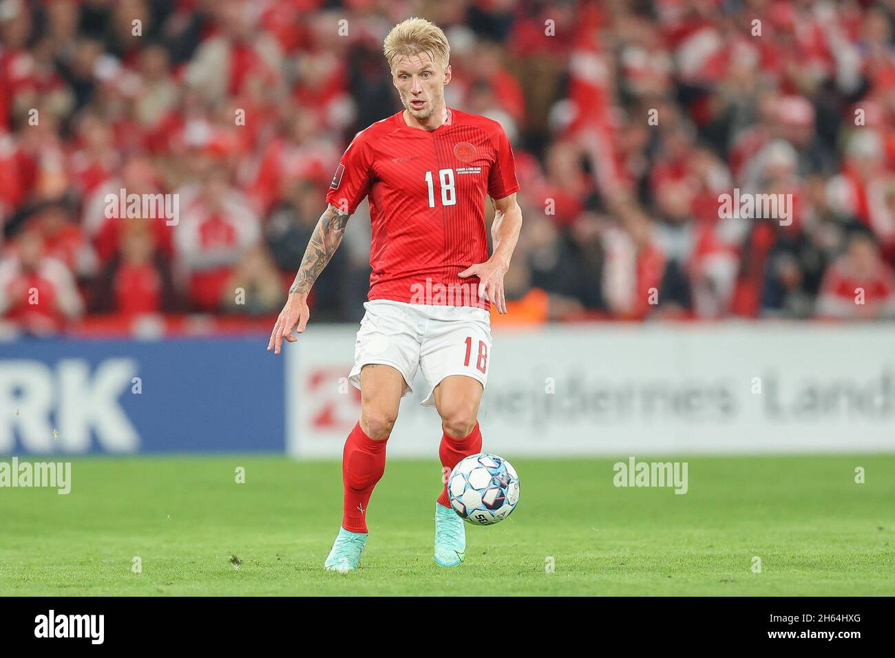 Copenhagen, Denmark. 12th Nov, 2021. Daniel Wass (18) of Denmark seen ...