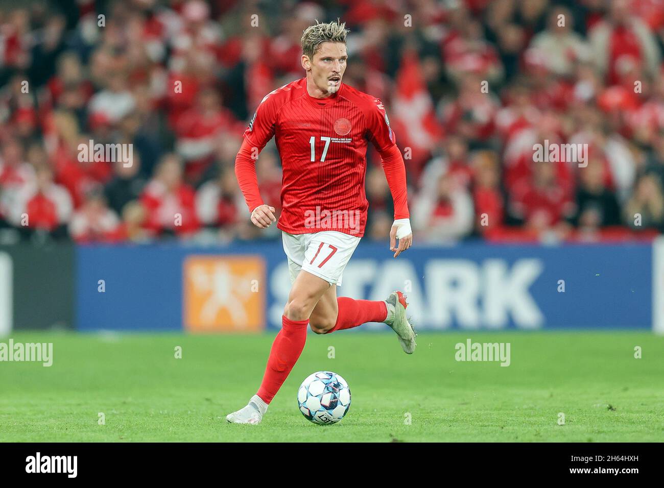 Copenhagen, Denmark. 12th Nov, 2021. Jens Stryger Larsen (17) of ...