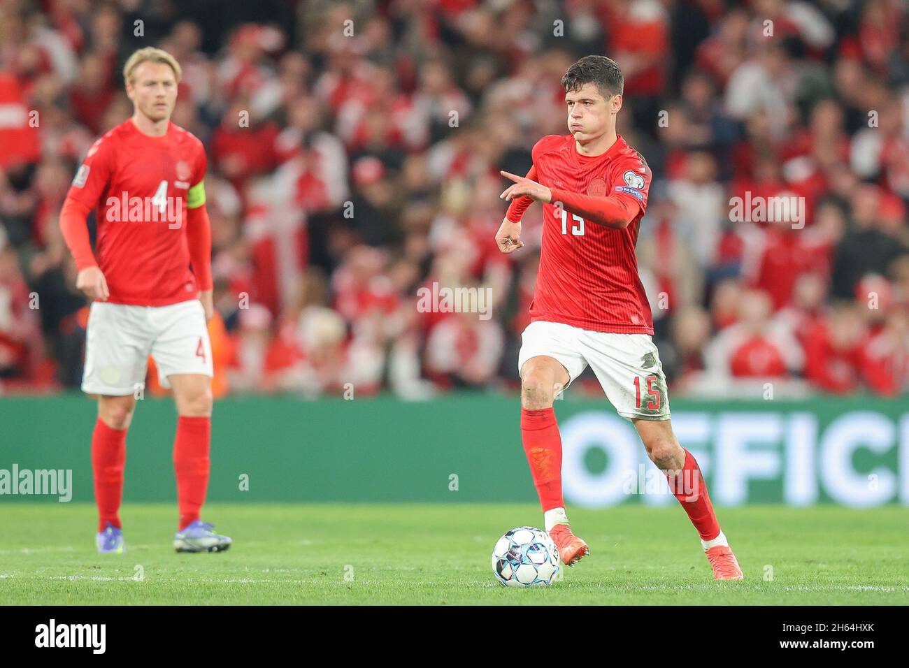 Copenhagen, Denmark. 12th Nov, 2021. Christian Norgaard (15) of Denmark ...