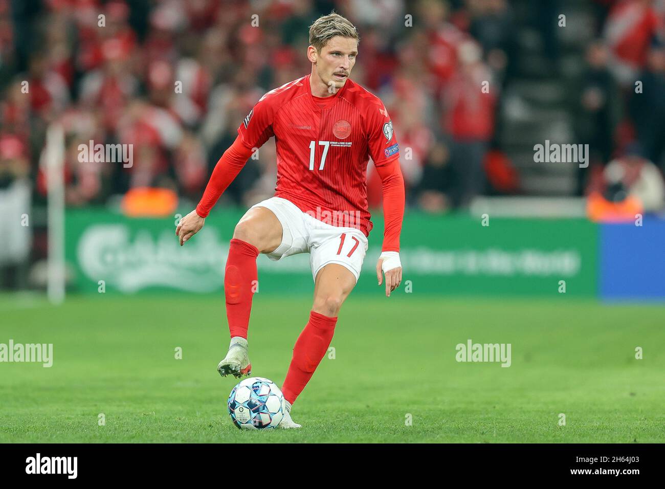 Copenhagen, Denmark. 12th Nov, 2021. Jens Stryger Larsen (17) of ...
