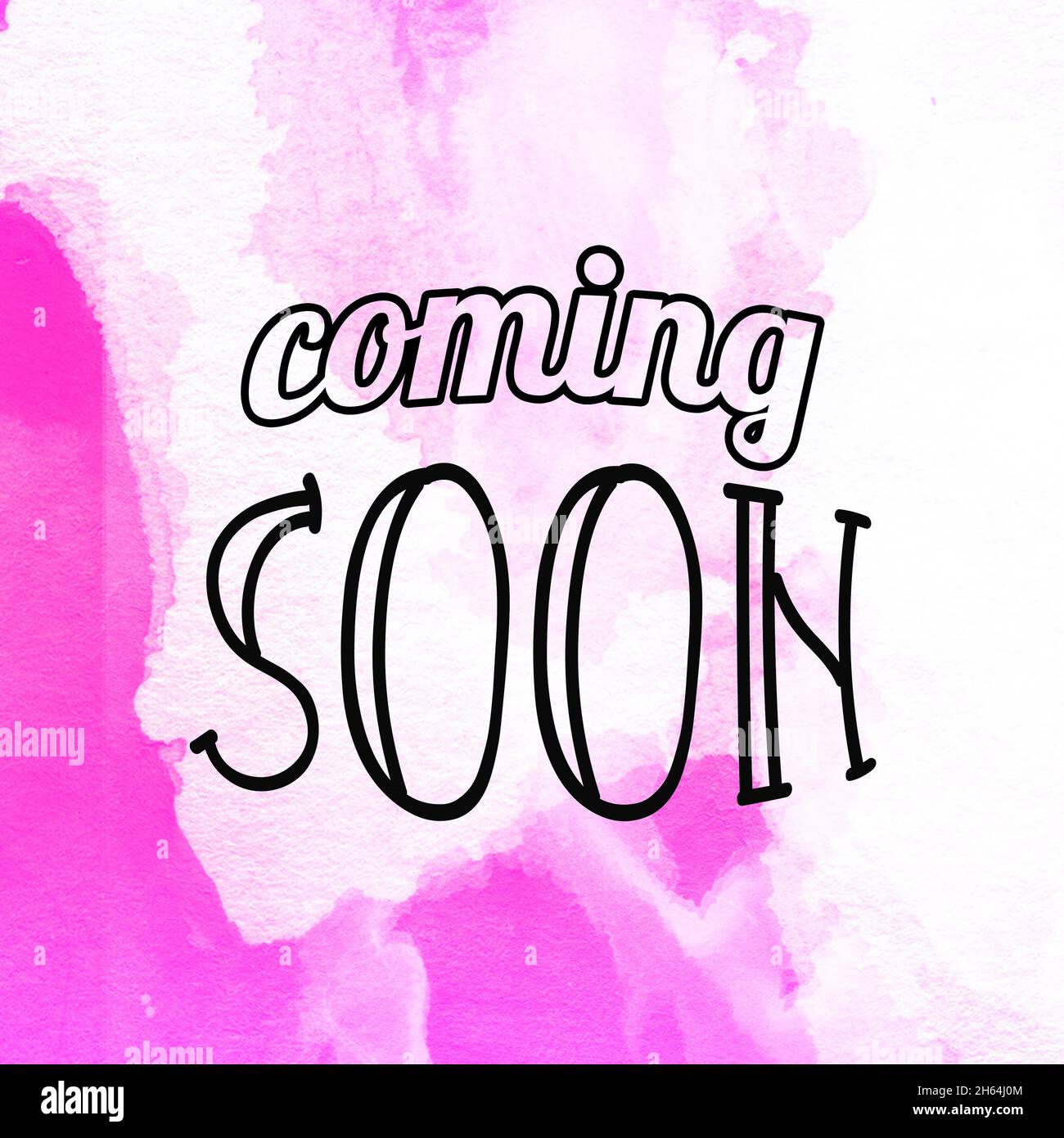 Coming soon words lettering written on watercolor creative background ...