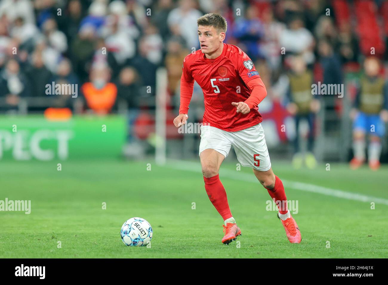 Copenhagen, Denmark. 12th Nov, 2021. Joakim Maehle (5) of Denmark seen ...