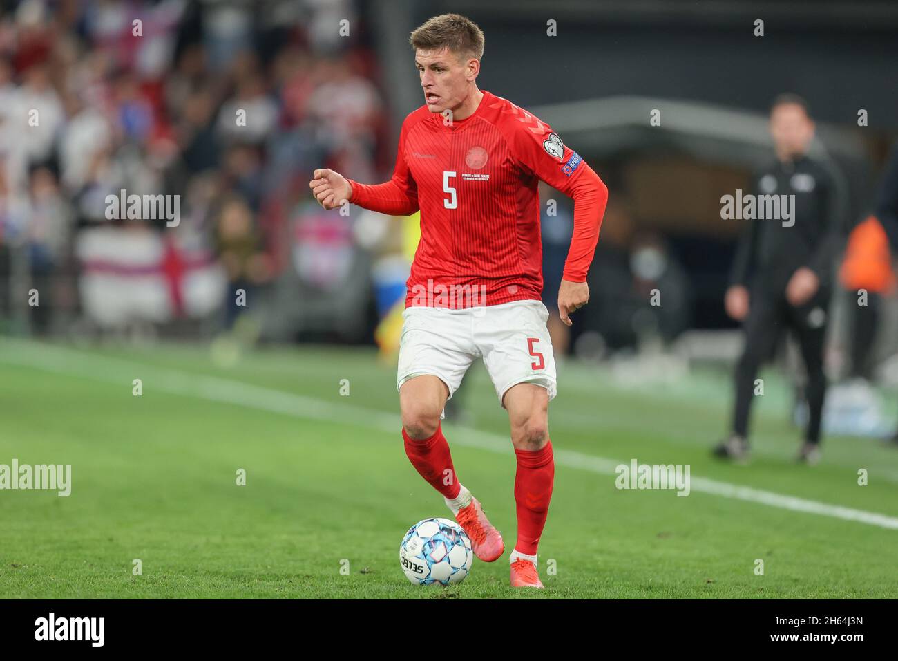 Copenhagen, Denmark. 12th Nov, 2021. Joakim Maehle (5) of Denmark seen ...