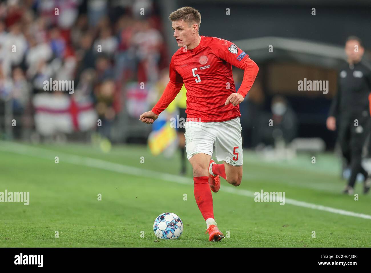 Copenhagen, Denmark. 12th Nov, 2021. Joakim Maehle (5) of Denmark seen ...