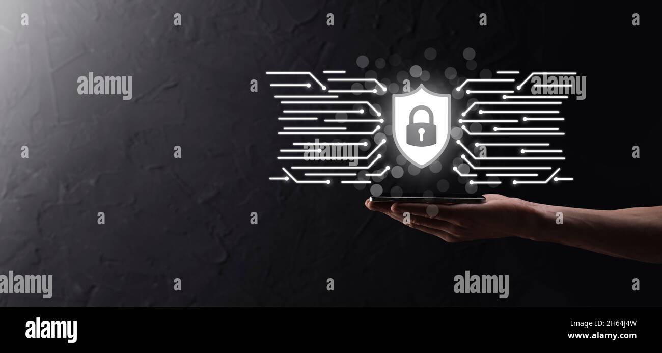 Protection network security computer and safe your data concept ...
