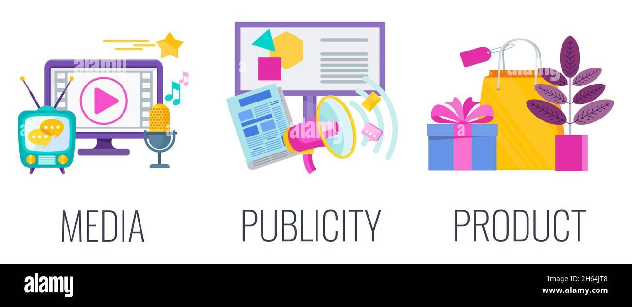 Product, media and publicity infographic flat vector illustration Stock ...