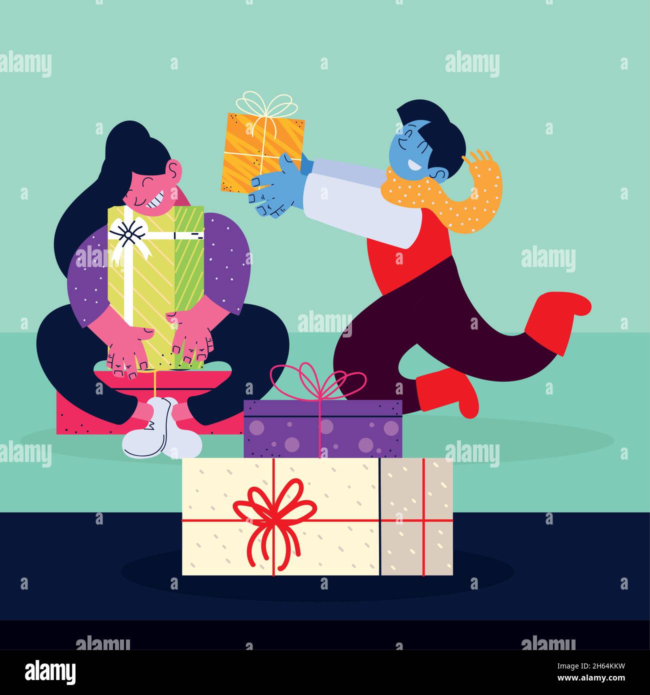 celebrating people and gifts Stock Vector Image & Art - Alamy