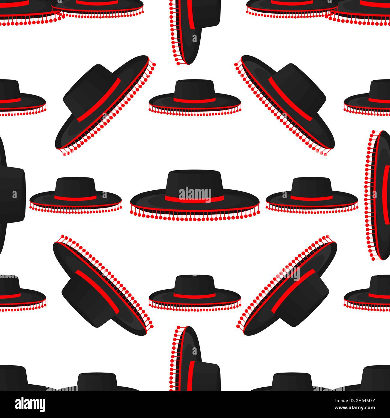 Pattern mexican hats sombrero, beautiful caps in white background. Caps ...