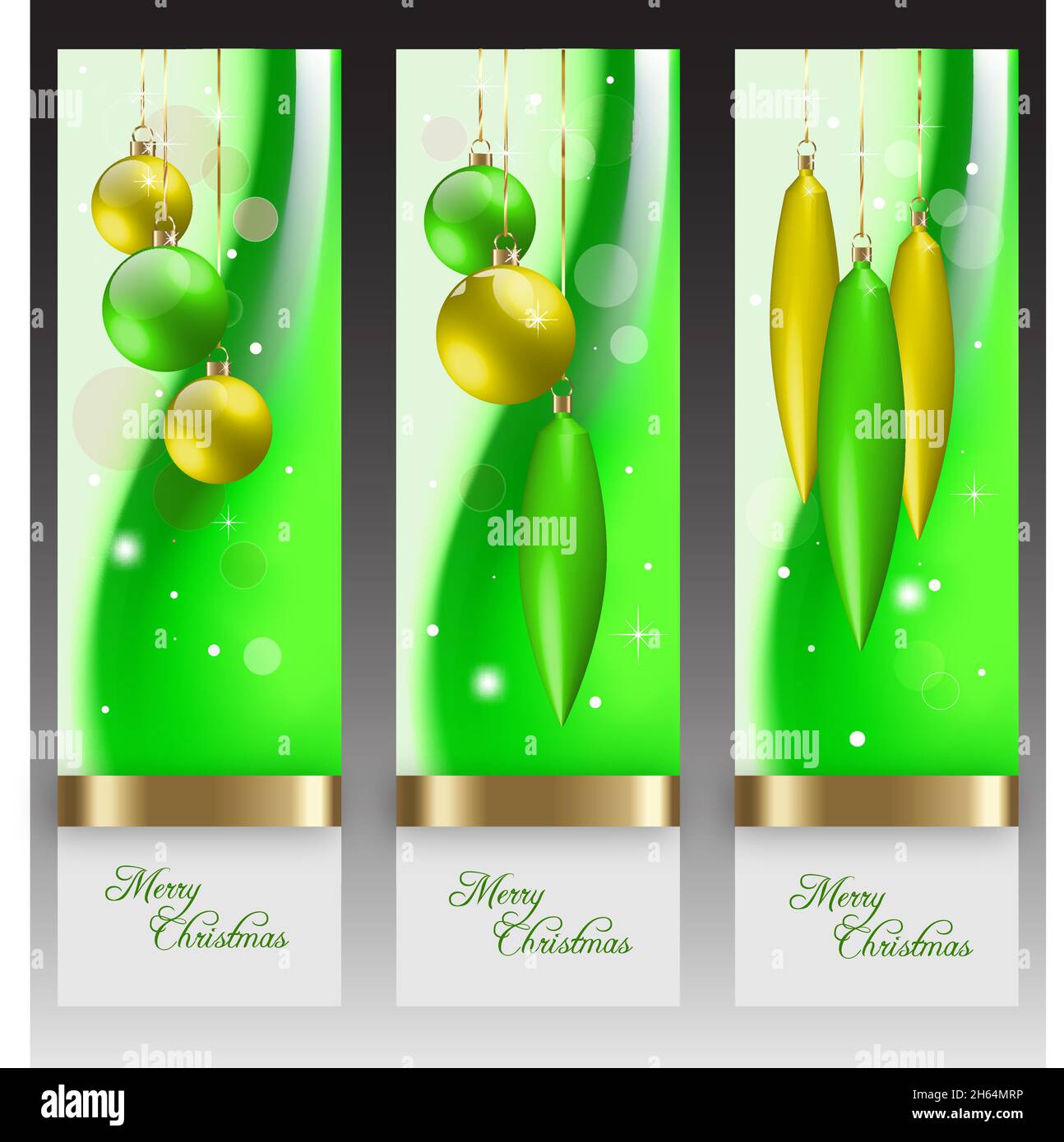 Vector Christmas banners with decoration and gold embellishment Stock ...