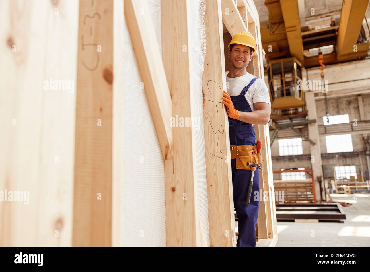 Cheerful construction worker in hi-res stock photography and images - Alamy