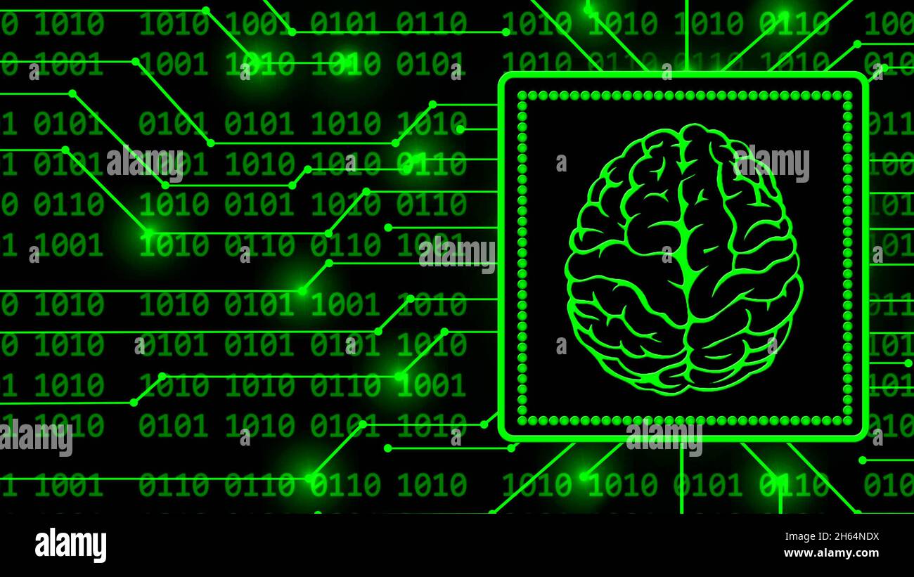 Brain Symbol In Frame Abstract Background Of 4 digit Binary Code Brain Symbol In Frame Abstract Background Of 4 digit Binary Code