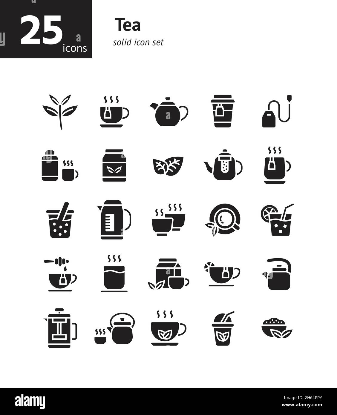 Tea solid icon set. Vector and Illustration Stock Vector Image & Art ...