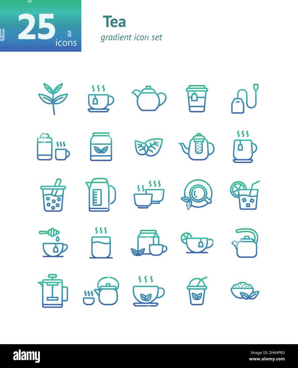 Tea gradient icon set. Vector and Illustration Stock Vector Image & Art ...
