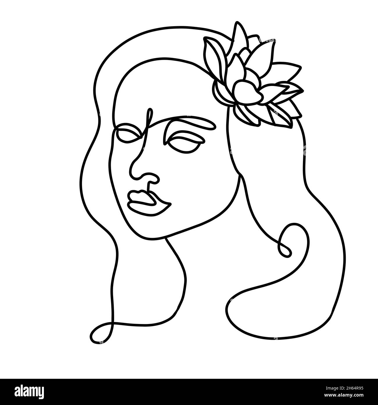 Line art portraits on white background for wallpaper and fabrics Stock ...