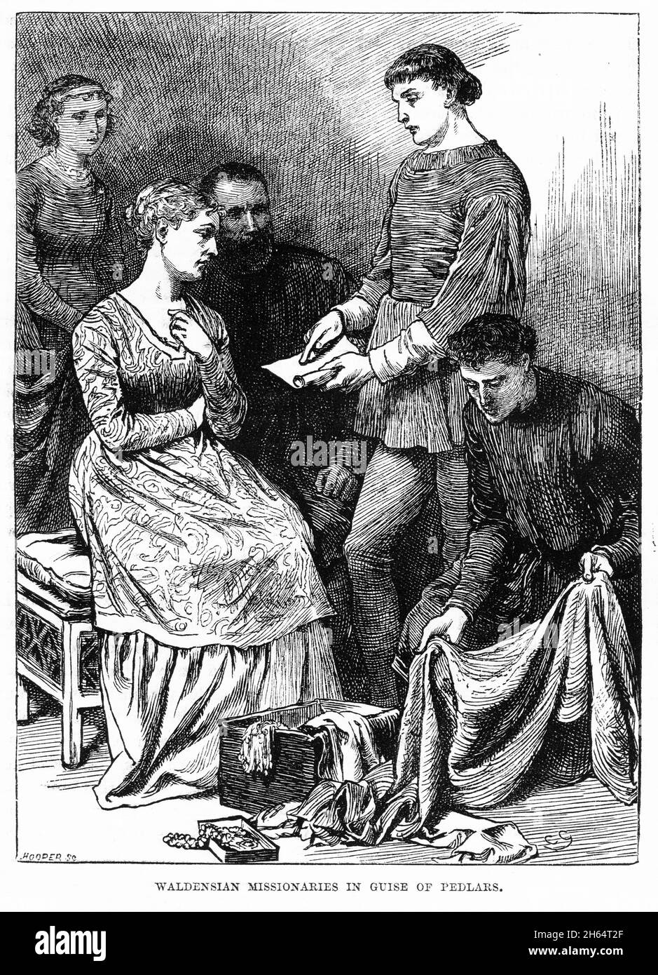 Engraving of Waldensian preachers disguised as peddlars Stock Photo - Alamy