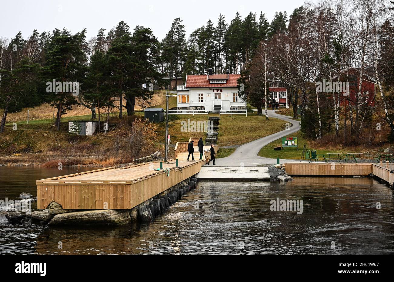 05 November 2021, Norway, Utøya: Main house on the island of Utøya. At ...