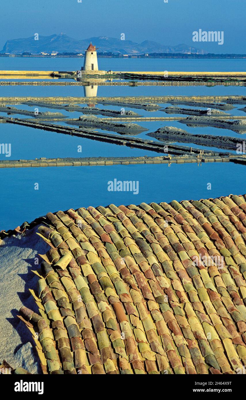 Salt mine bitween Trapani and Marsala. Sicily. Italy Stock Photo - Alamy