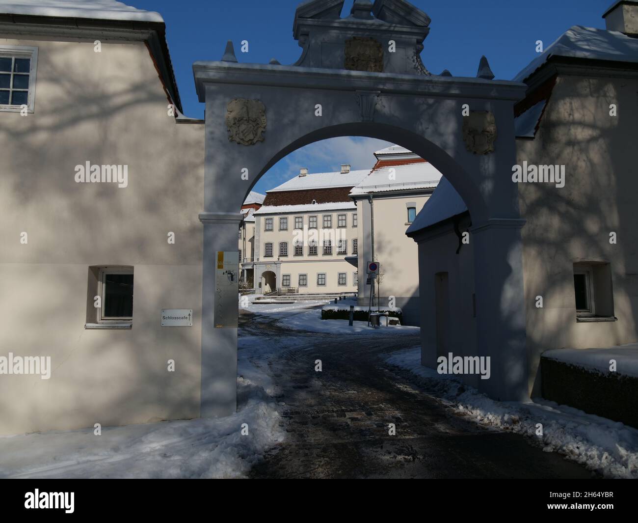 Laupheim, Germany: The scenic palace in winter Stock Photo - Alamy