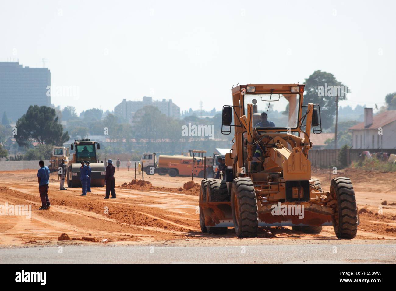 Airport road expansion. The road was widened into a double dualway ...