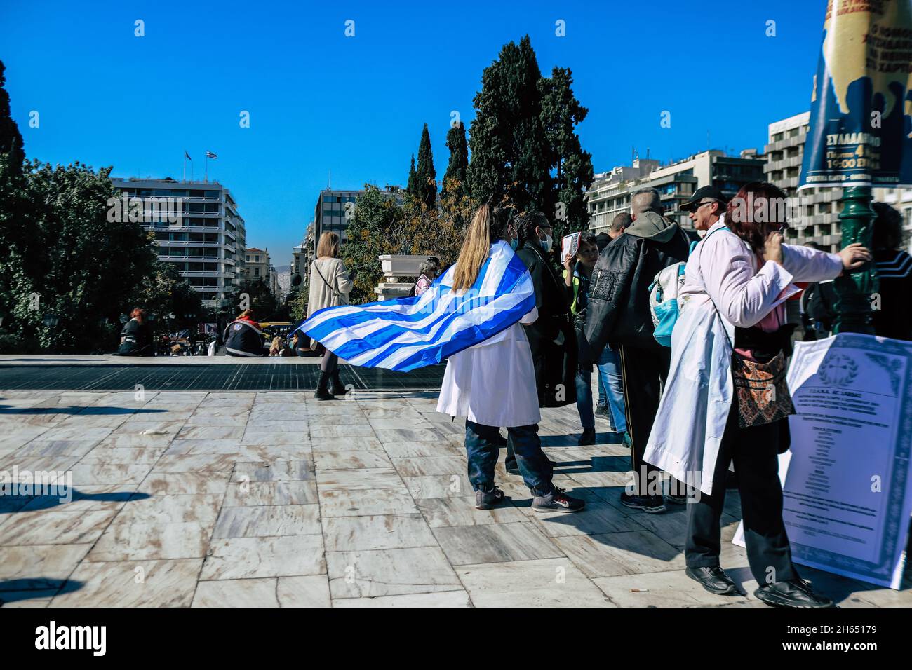 Athens, Greece - November 03, 2021 Protests by nurses and health ...