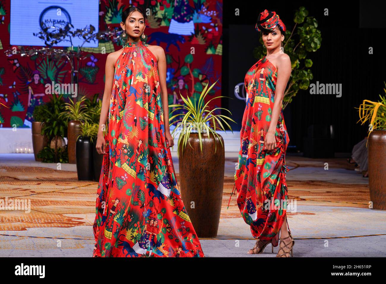 Colombo, Sri Lanka. 12th Nov, 2021. Models present creations during the ...