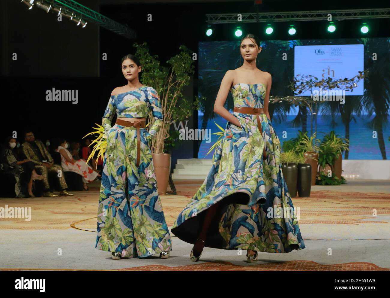 Colombo, Sri Lanka. 12th Nov, 2021. Models present creations during the ...