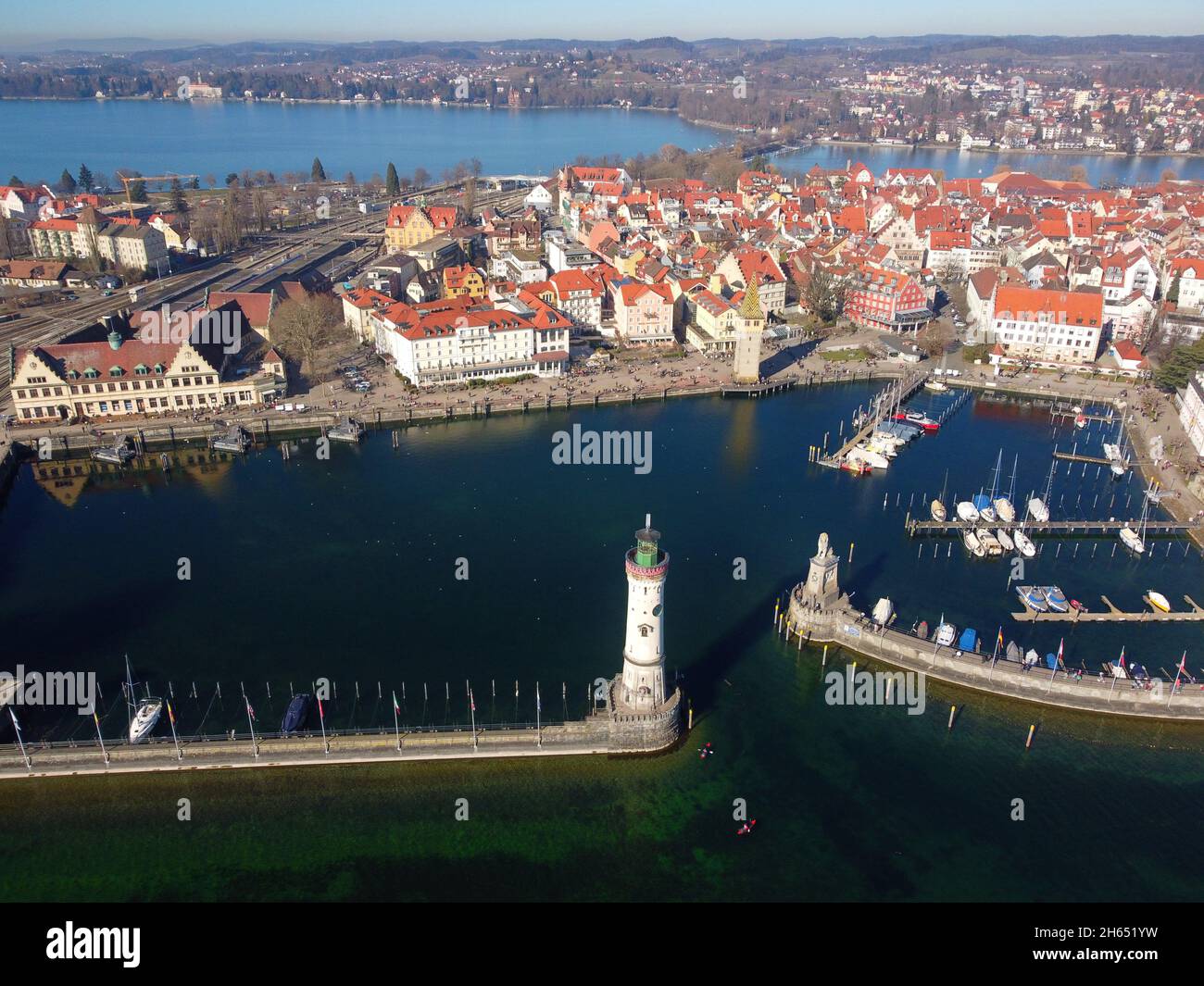 Lindau, Germany: View at the lighthouse Stock Photo - Alamy