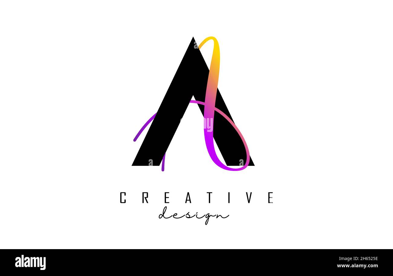 Letters AA Logo with two colors design. Letters A and a with geometric ...