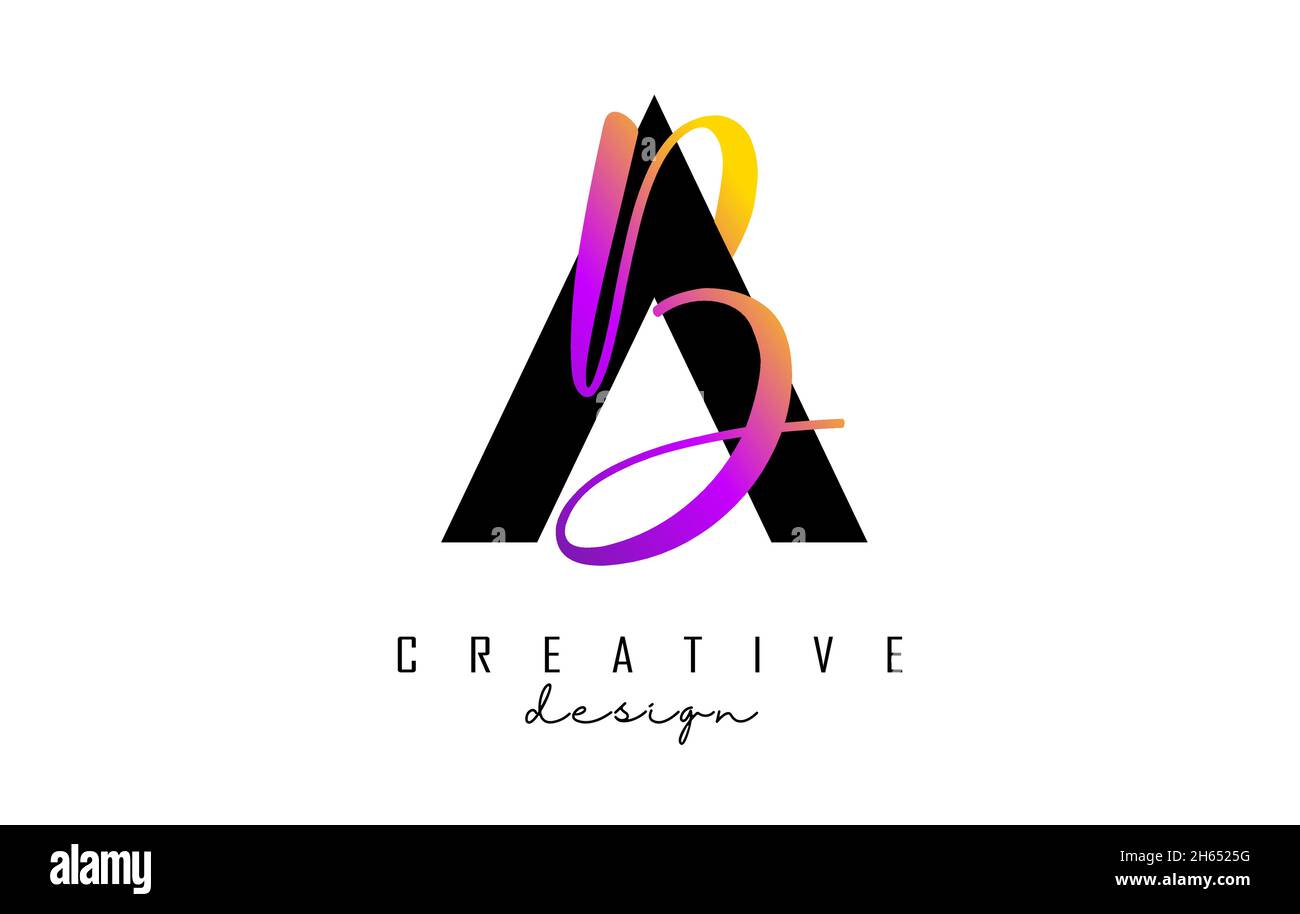 Letters AB Logo with two colors design. Letters A and B with geometric ...