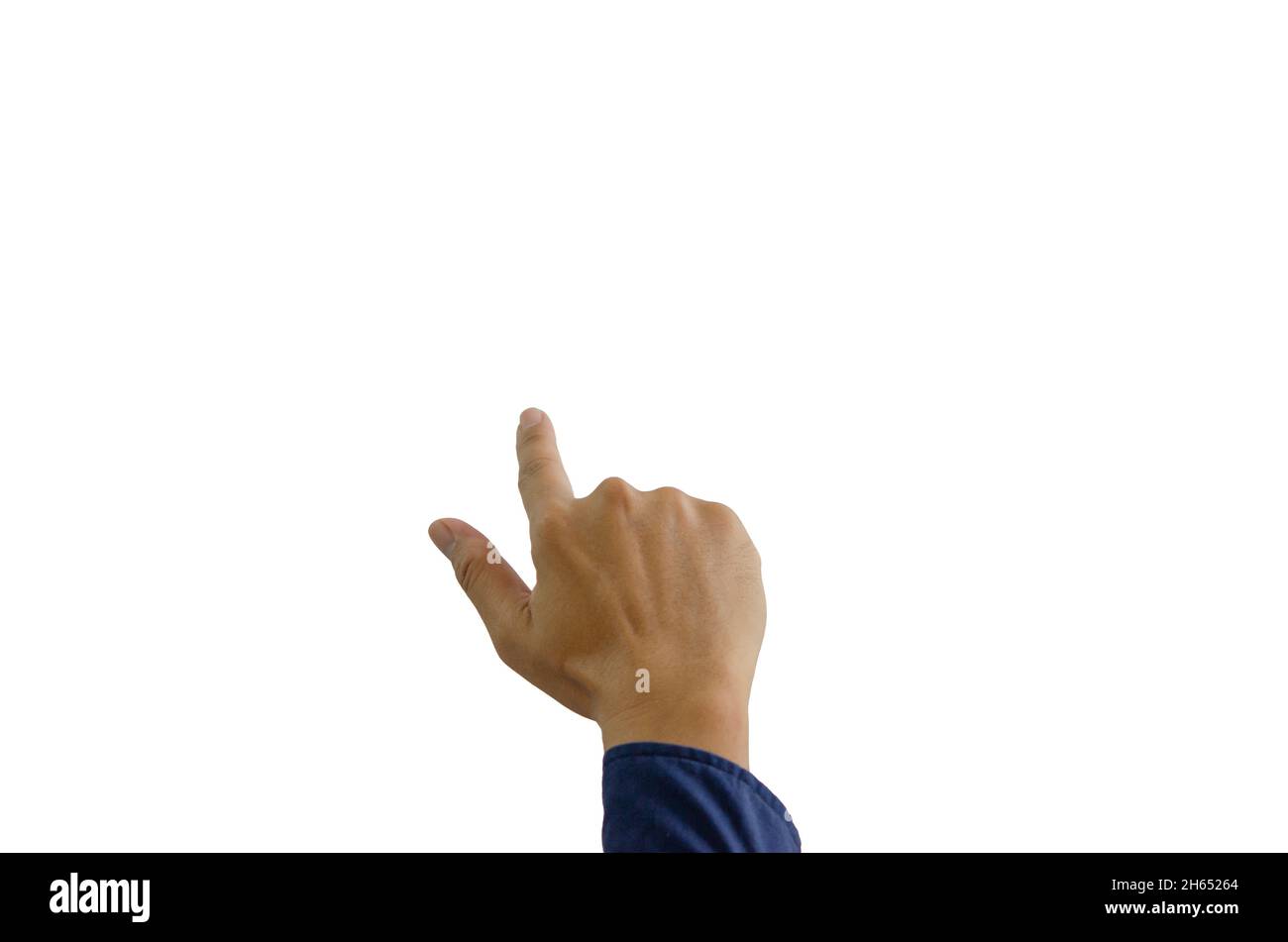 Man pointing hand on a white background Stock Photo - Alamy