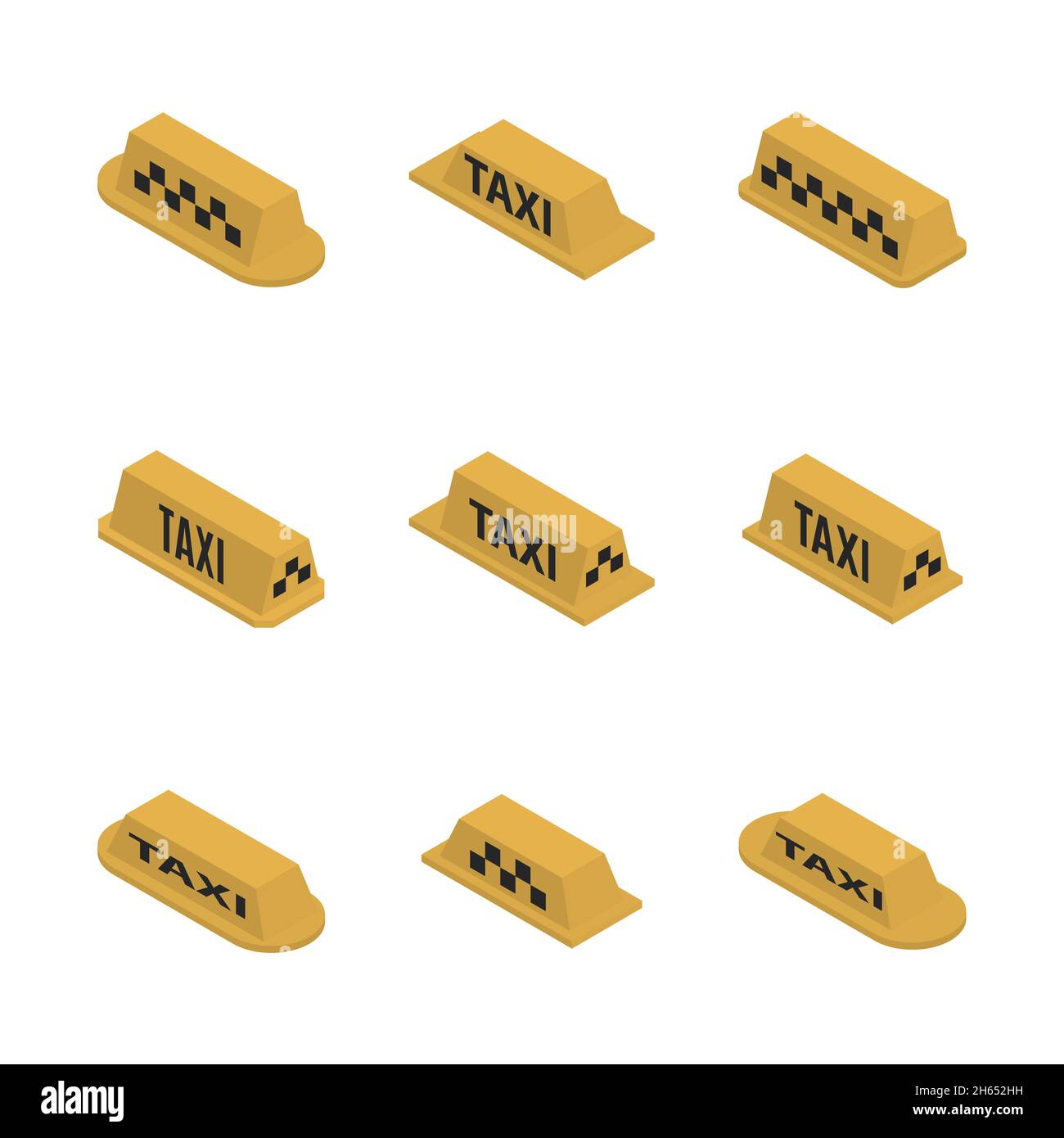 Taxi checkers set. Flat 3D isometric style, vector illustration Stock ...