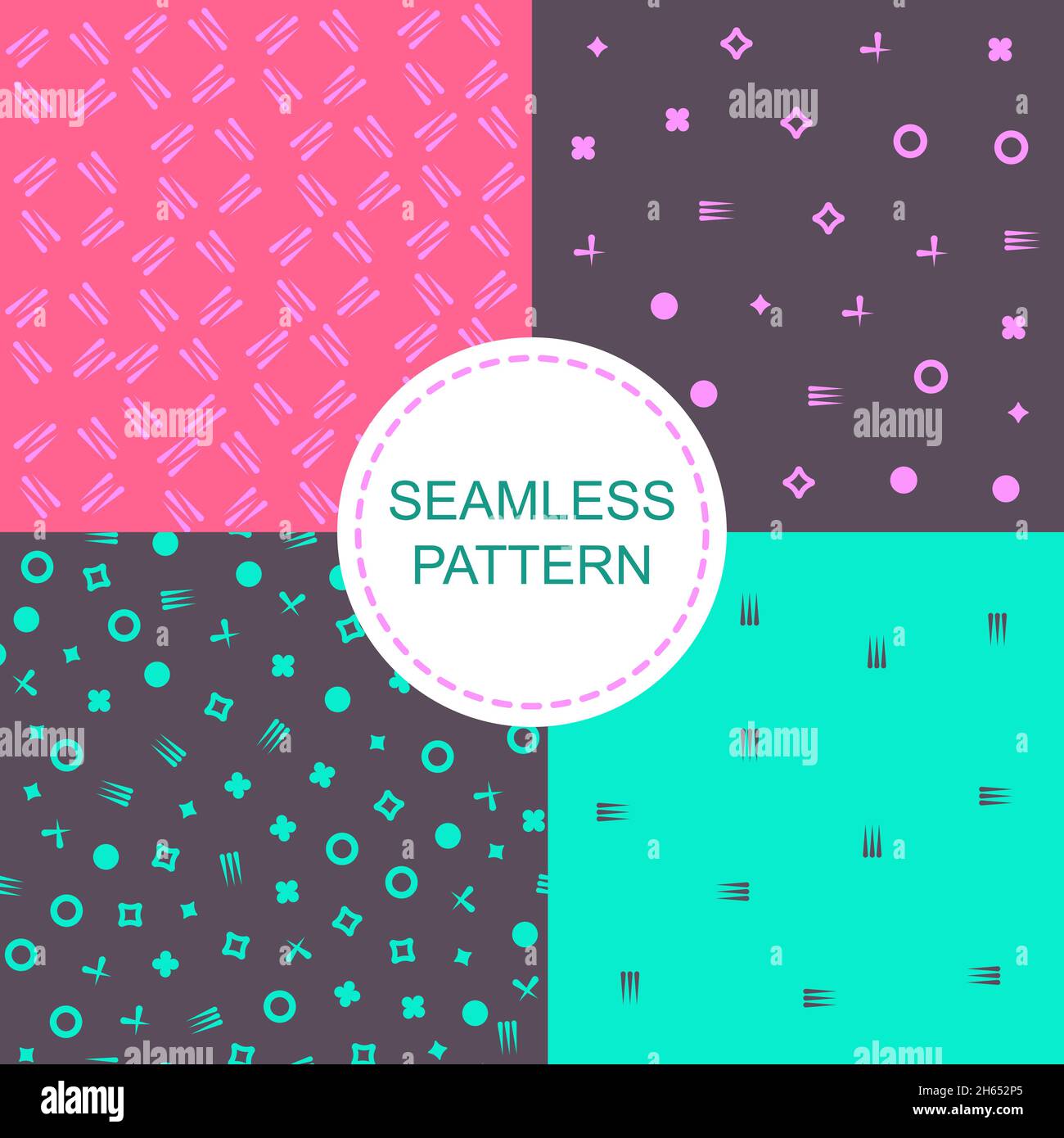 Funky memphis seamless vector patterns. 80s and 90s school fashion ...
